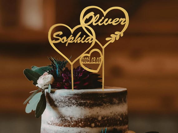 Double Heart Wedding Cake Topper
