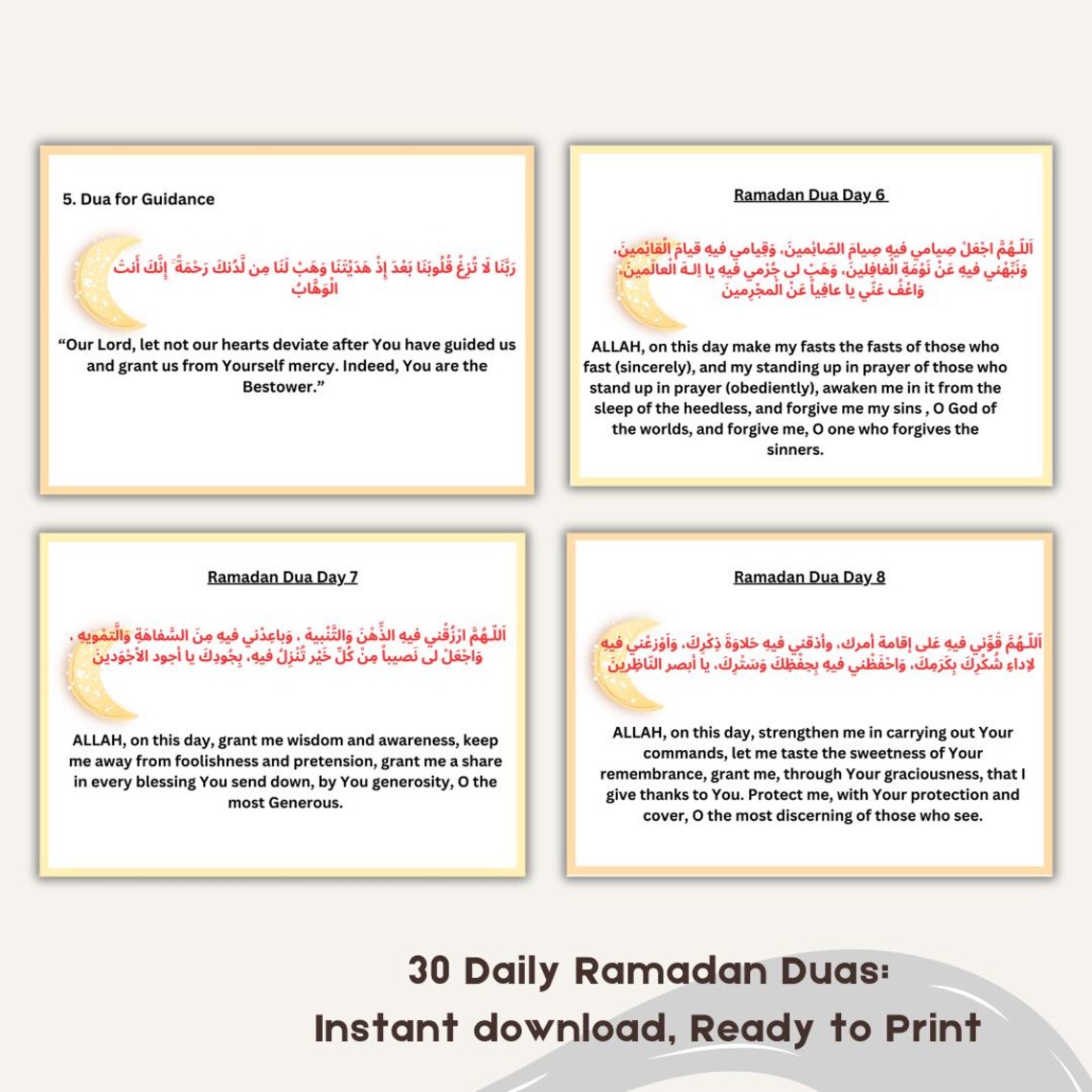 30 Dua Ramadan 30 Days Flash Card Dua Islamic - Etsy