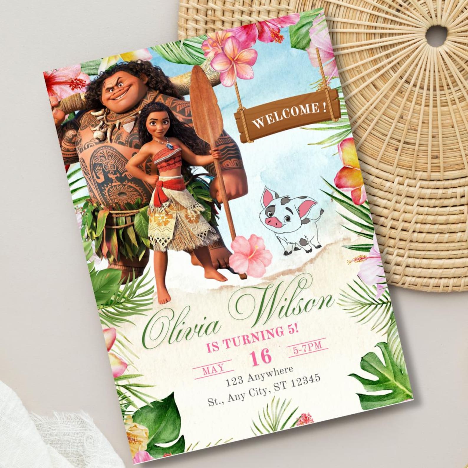 Editable Mona Birthday Invitation , Kids Theme Party Invitation ...