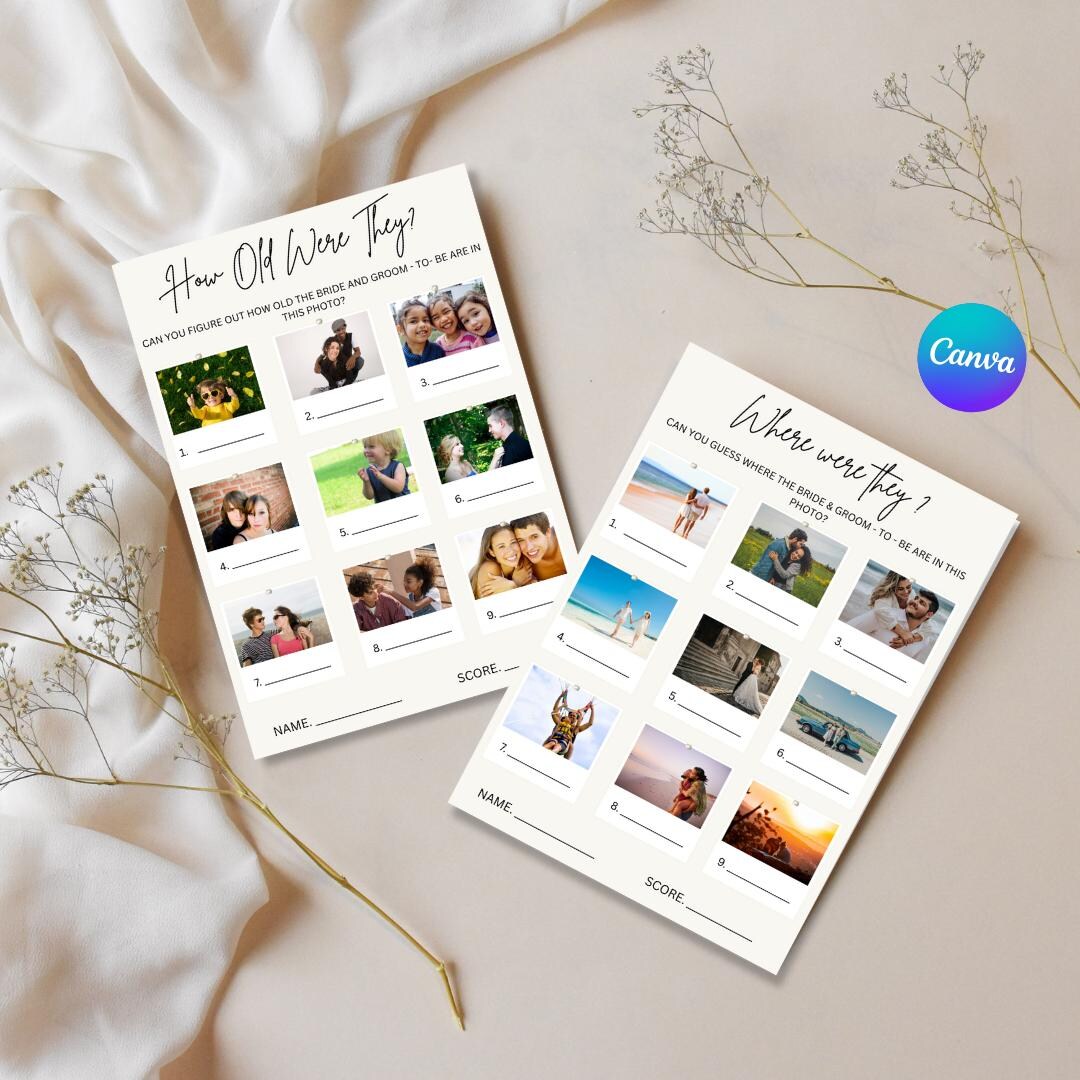 How Old Were They Game Bridal Shower, Where Were They Game,engagement ...