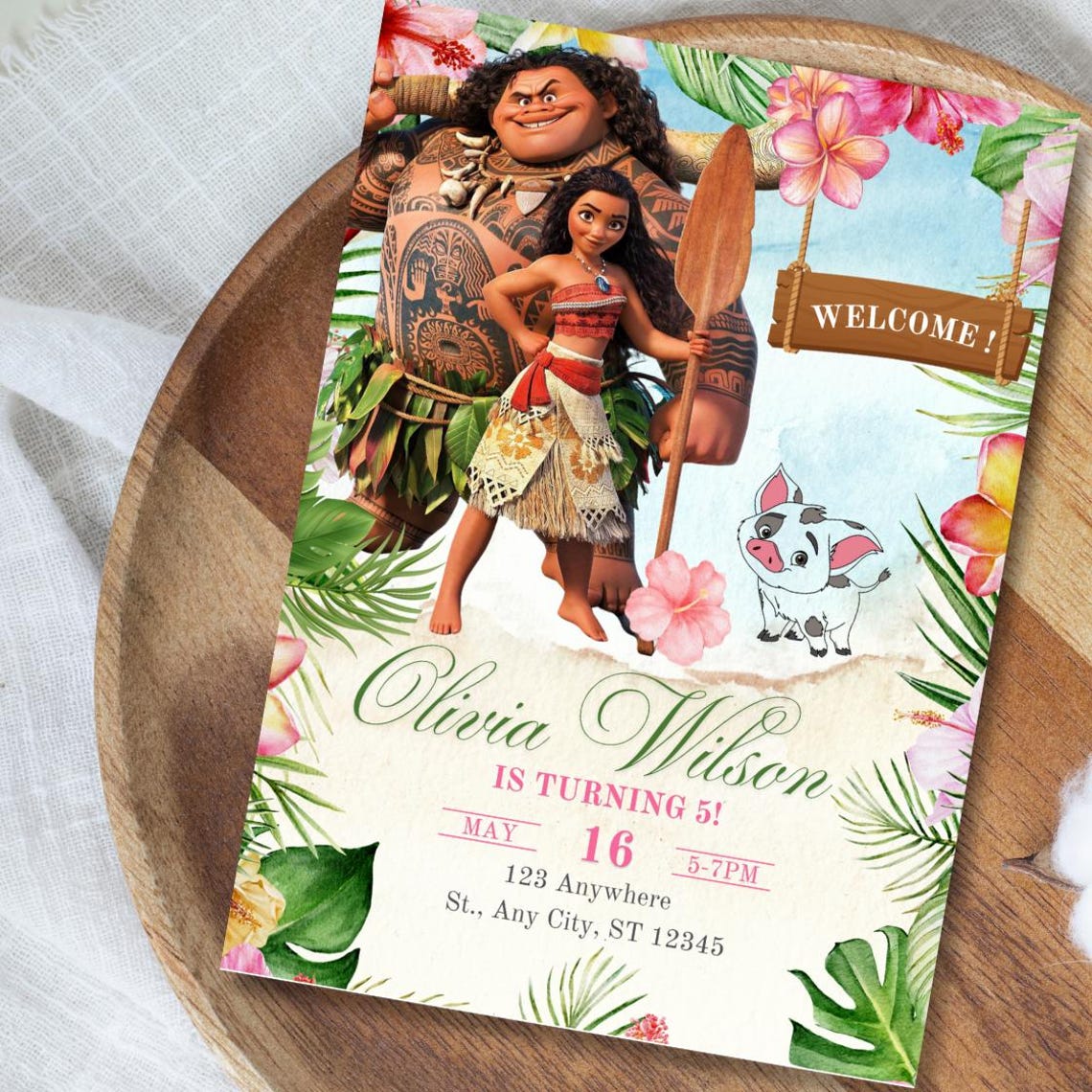Editable Mona Birthday Invitation , Kids Theme Party Invitation ...