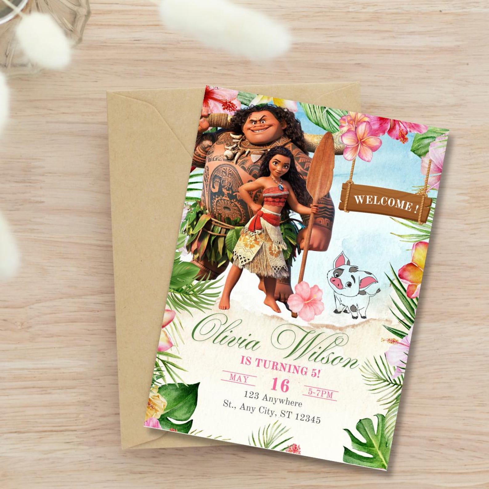Editable Mona Birthday Invitation , Kids Theme Party Invitation ...