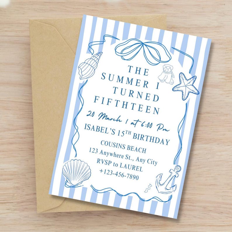The Summer I Turned Pretty Birthday Invitation - Digital Download ...