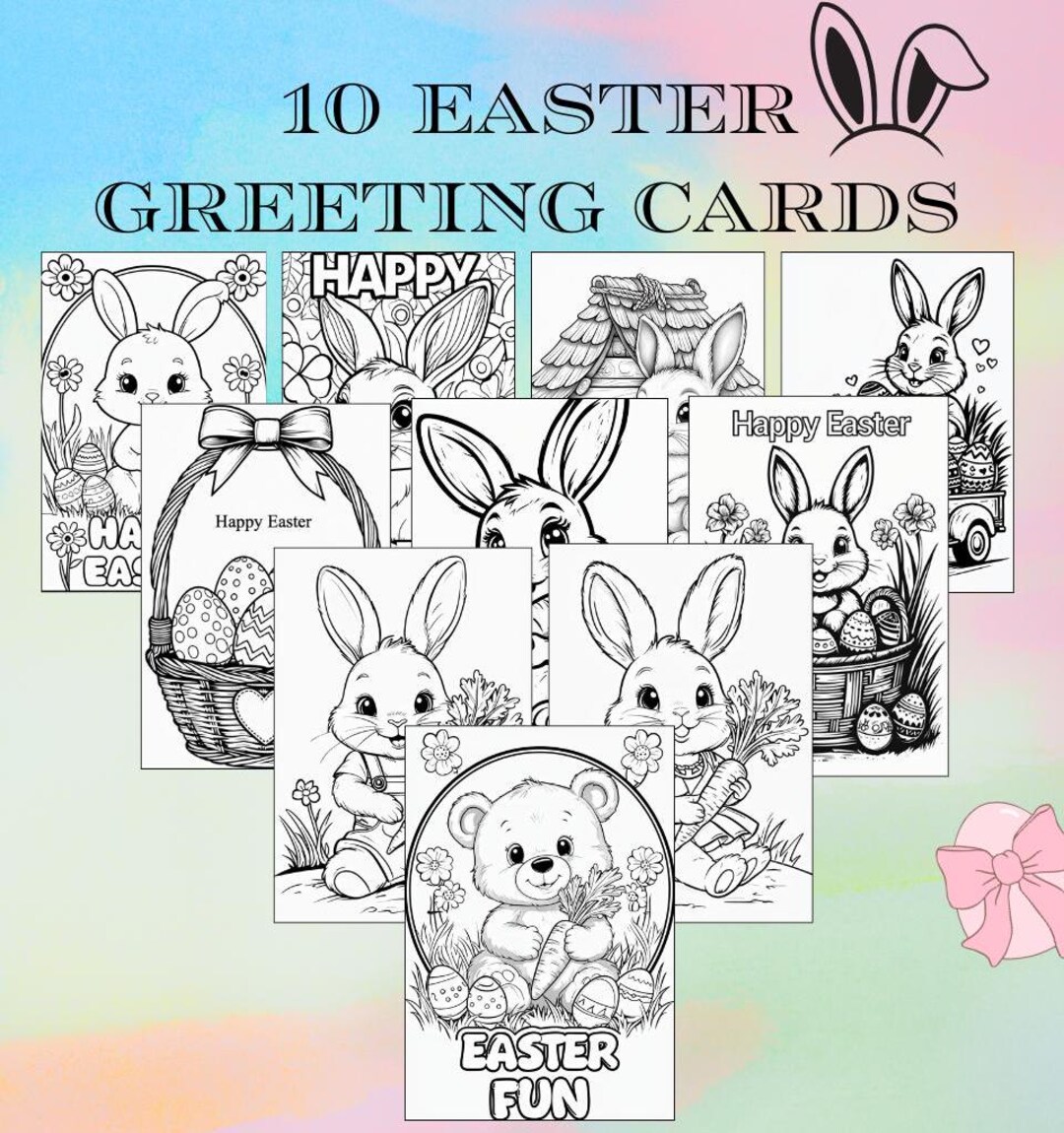 Coloring Easter Cards, Greeting Card for Easter, Printable, Coloring ...