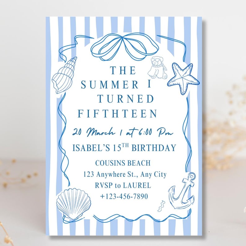 The Summer I Turned Pretty Birthday Invitation - Digital Download ...