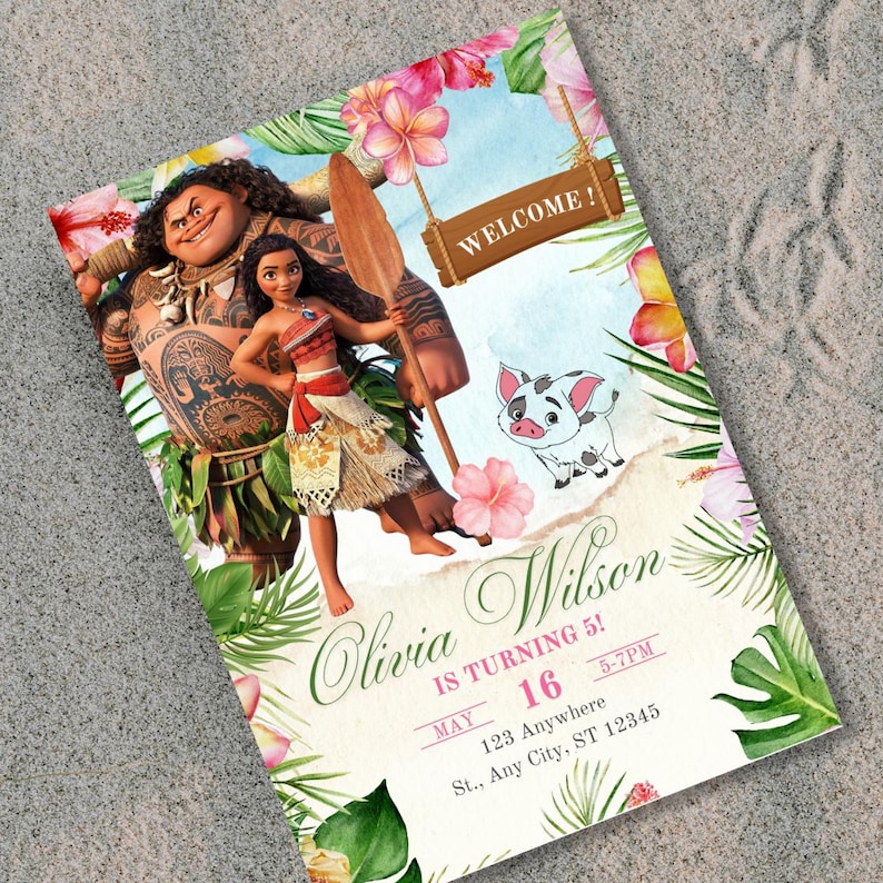 Editable Mona Birthday Invitation , Kids Theme Party Invitation ...
