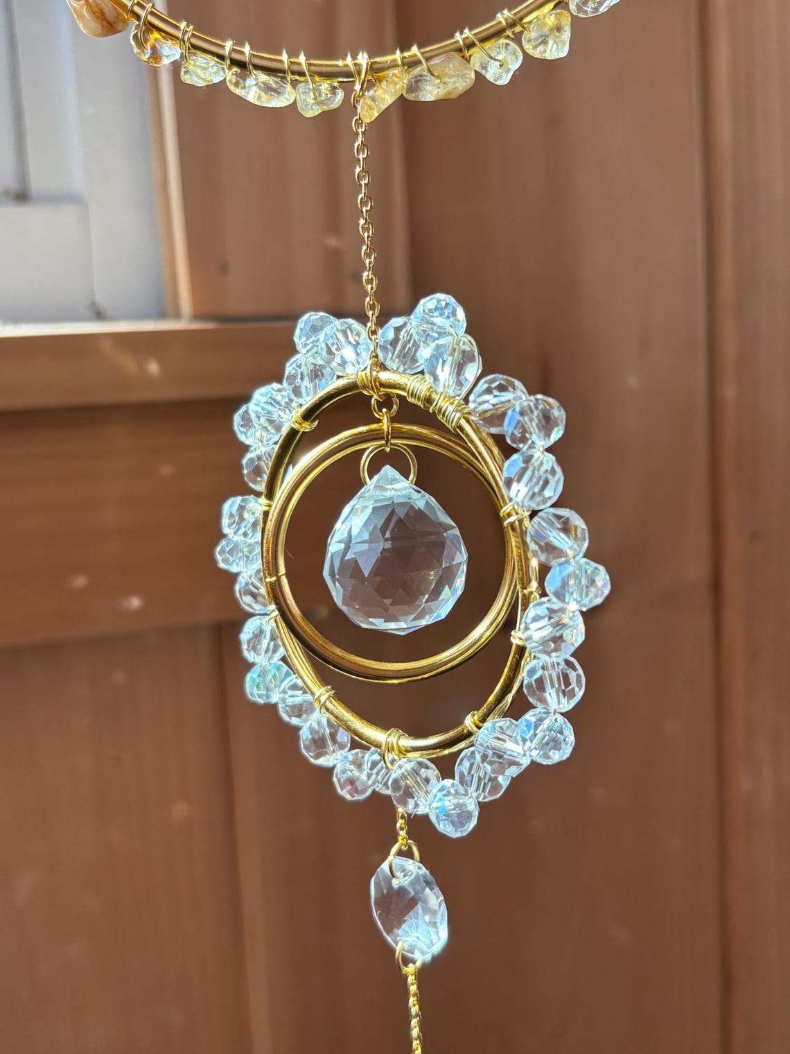 Citrine and Moon Moth Suncatcher: Happiness Gemstone, Cottagecore Decor ...