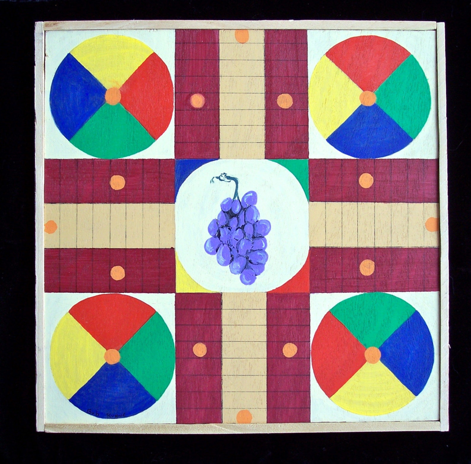 Vintage Design Parcheesi Wood Game Board Handmade Hand-painted Art ...