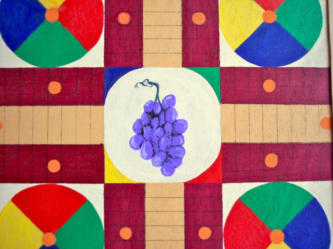 Vintage Design Parcheesi Wood Game Board Handmade Hand-painted Art ...