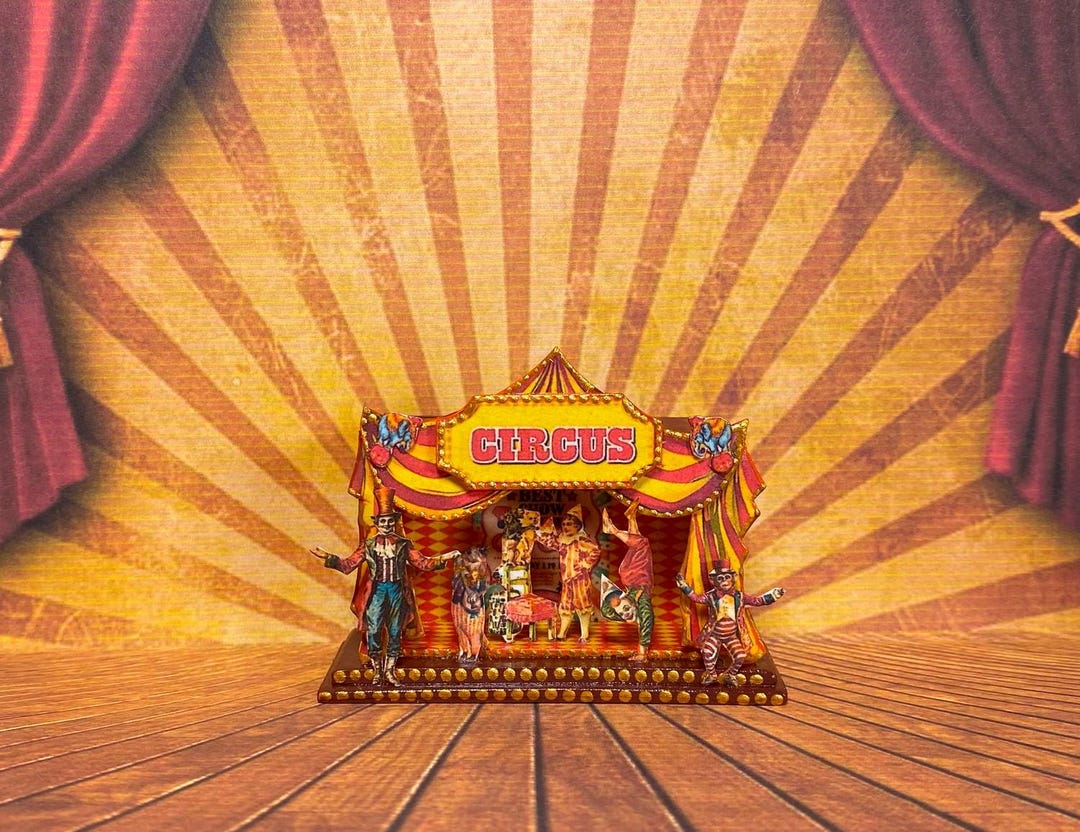 Puppet Circus Doll Theater Dollhouse Miniature Scale 1:12 Handmade ...