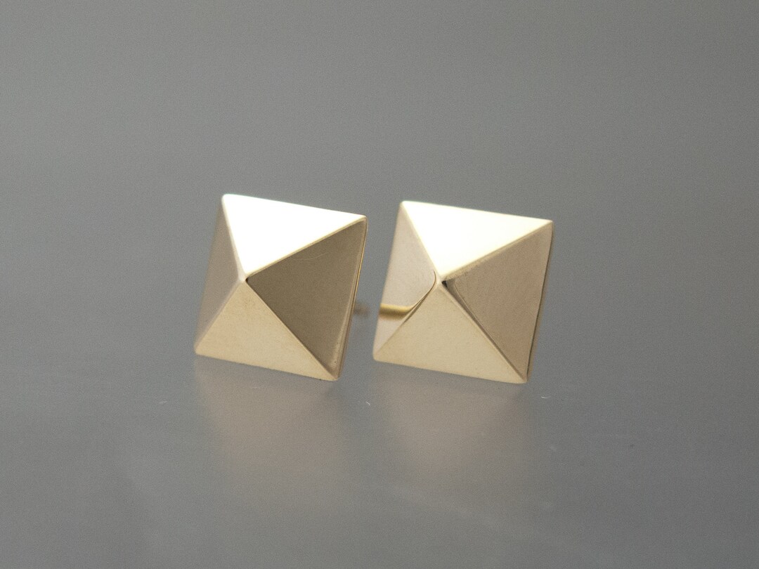 Gold Pyramid Stud Earrings | Choice of Rose, White or Yellow Gold - Etsy