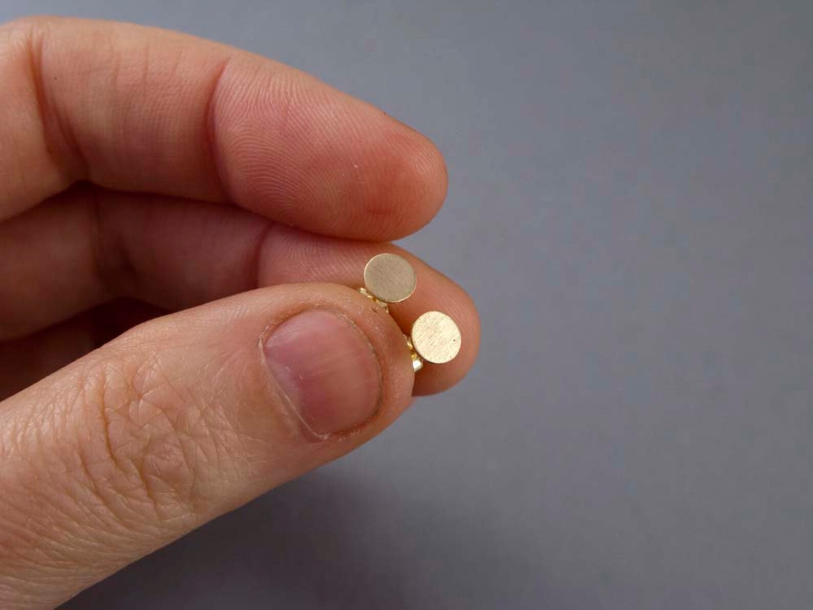 Gold Disk Studs Small Circle Earrings in Solid 14k Yellow Rose | Etsy