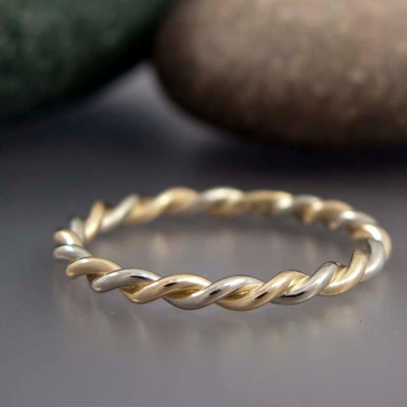 Two Tone Rope Ring - Etsy