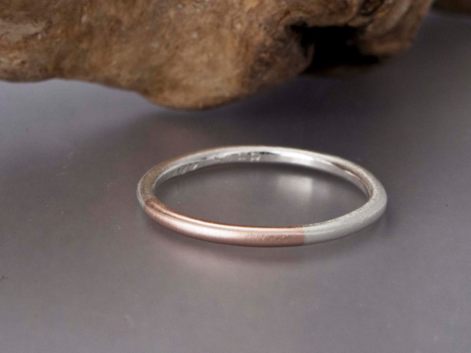 Mixed 14k Gold and Silver 1.6mm Round Ring Married Two Tone - Etsy