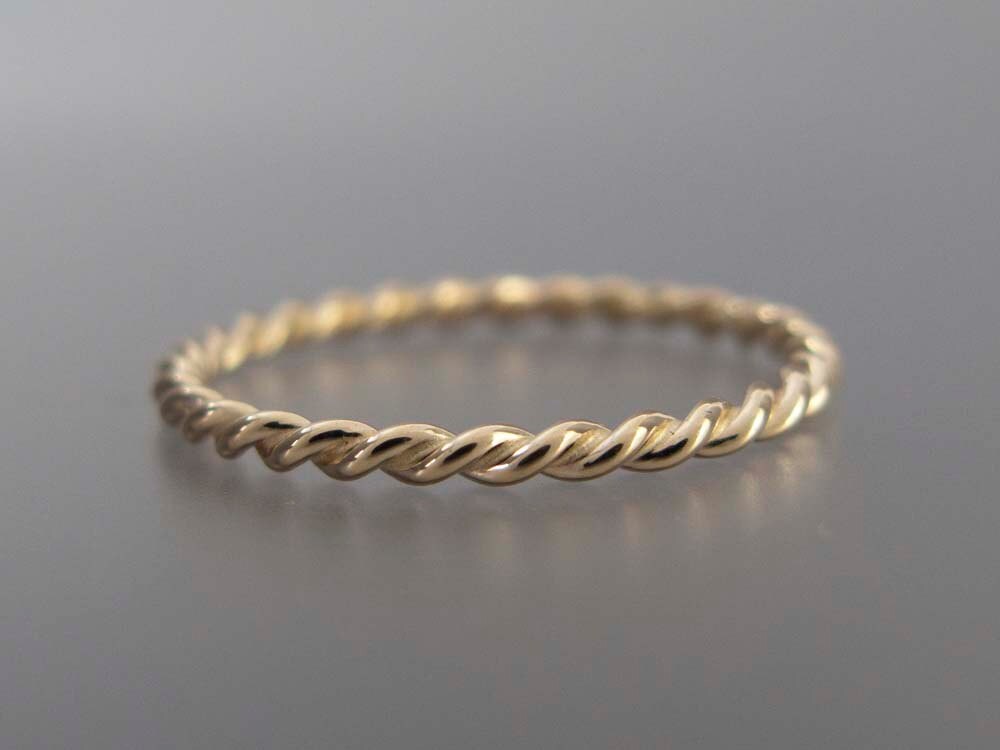 Yellow Gold Twist Ring Tiny 1.6mm Twist Ring in Solid 14k - Etsy