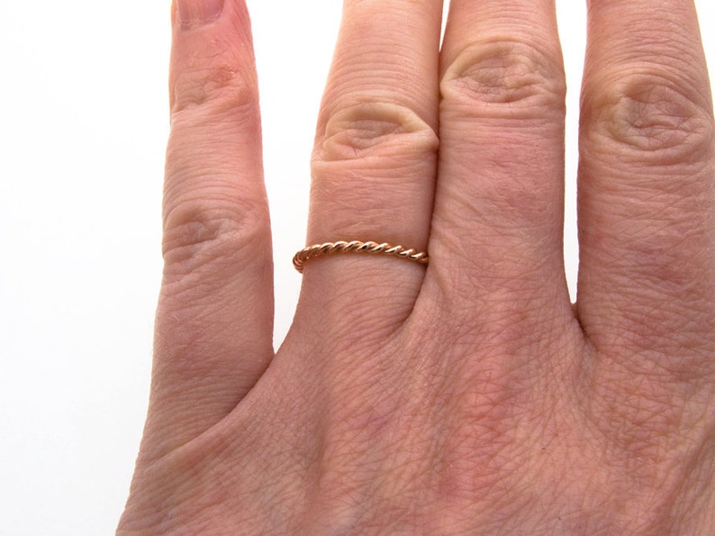 Rose Gold Twist Ring Tiny 1.6mm Twist Ring in Solid 14k Gold | Etsy
