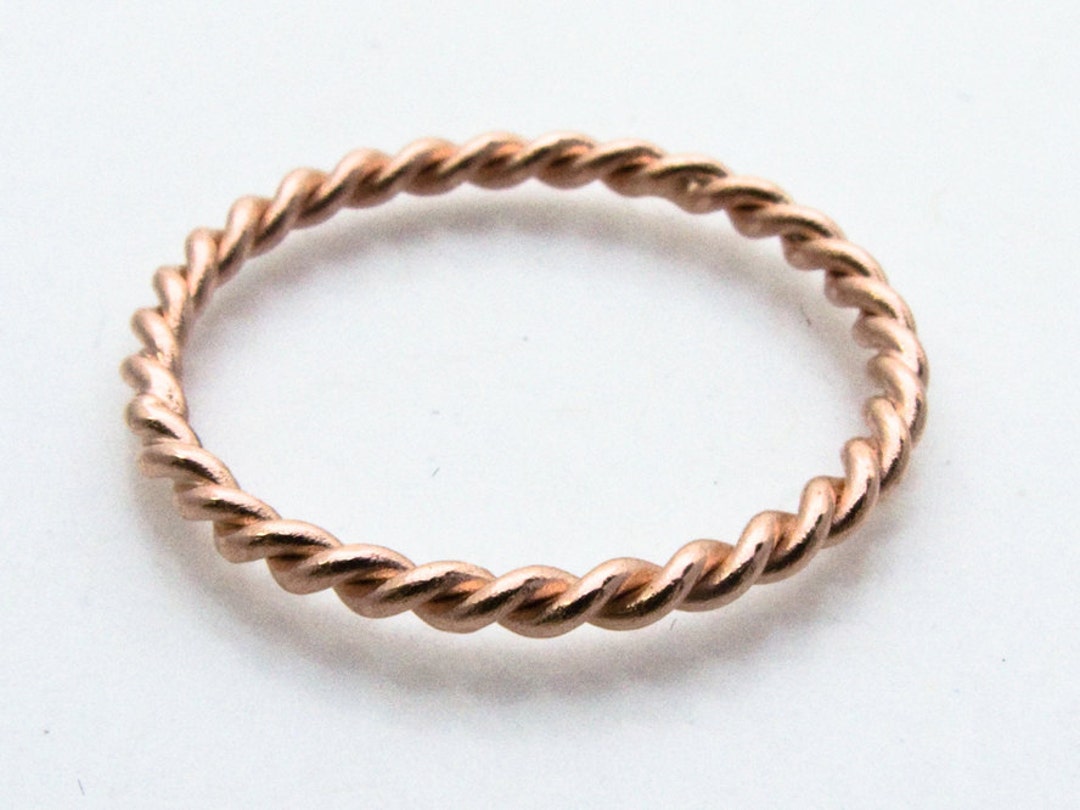 Rose Gold Twist Ring Tiny 1.6mm Twist Ring in Solid 14k Gold - Etsy