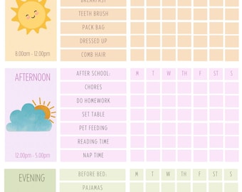 Kids Daily School Checklist, Responsibility Chart, Editable Chore Chart ...