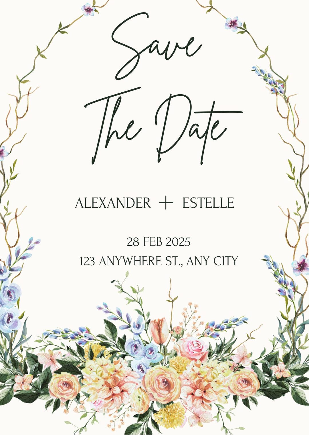 Editable Wedding Announcement Template | Elegant Digital Wedding Card ...