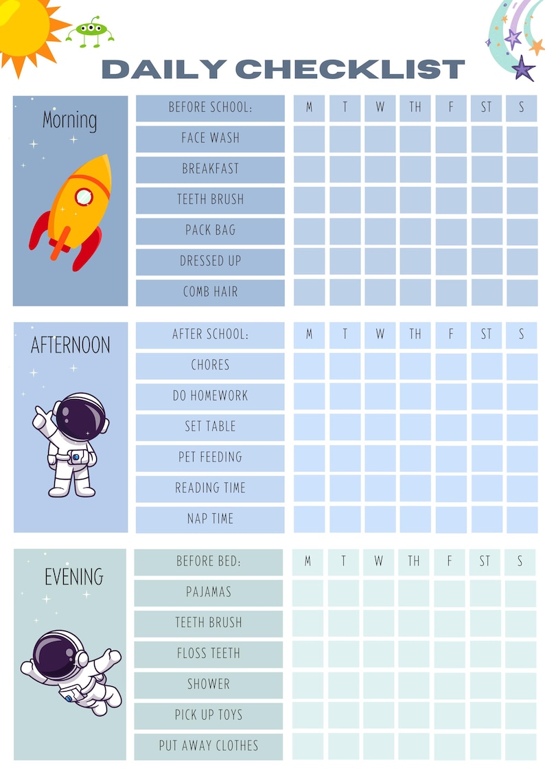 Kids Daily Planner Bundle: Checklist, Routine, Homeschool (printable ...