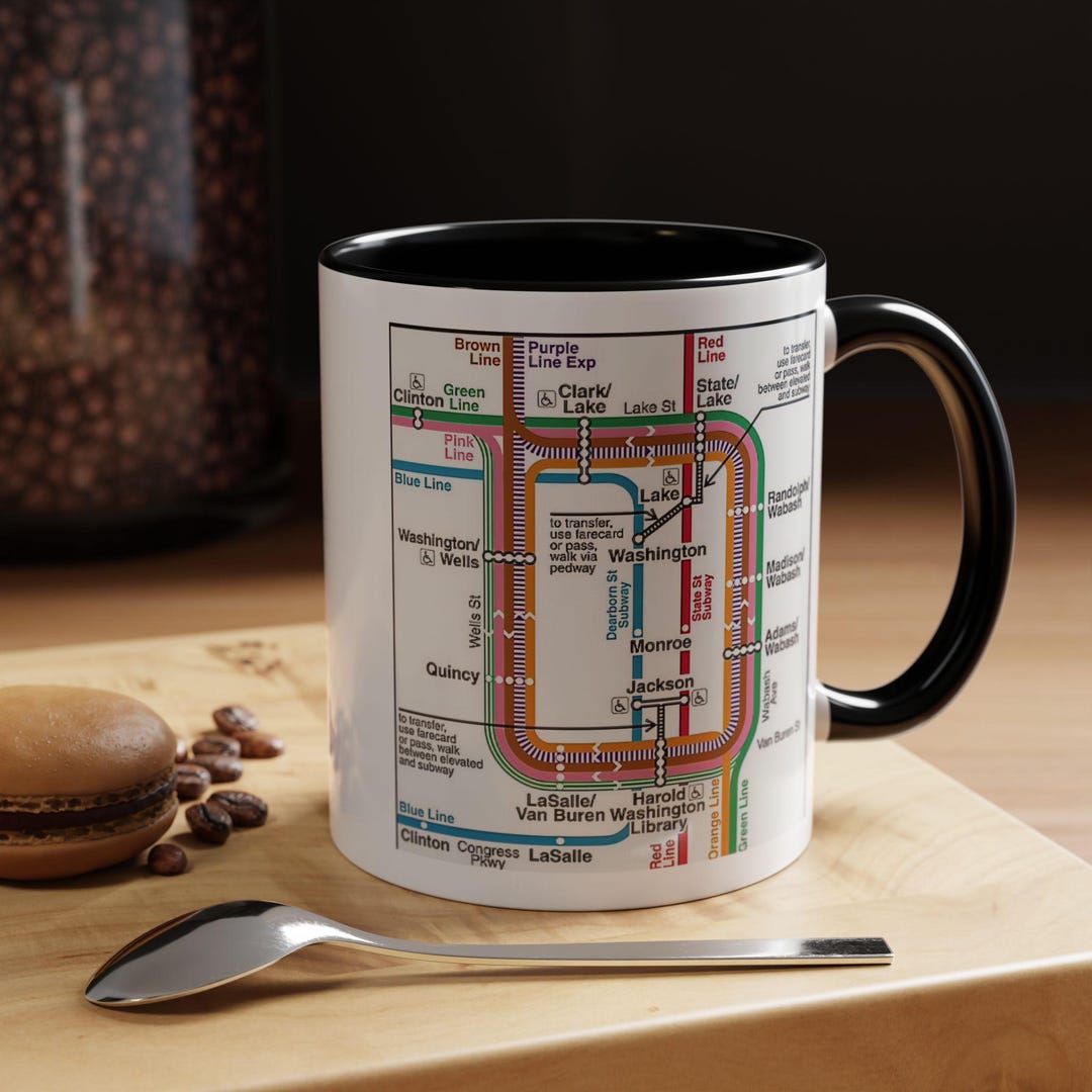 Chicago 'L' and Manhattan Subway Map Coffee Mug | 11oz 15oz - Etsy Canada
