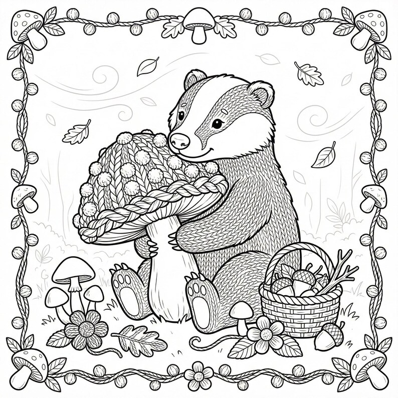 Cozy Knitted Nature Coloring Book: Relaxing Illustrations (digital ...