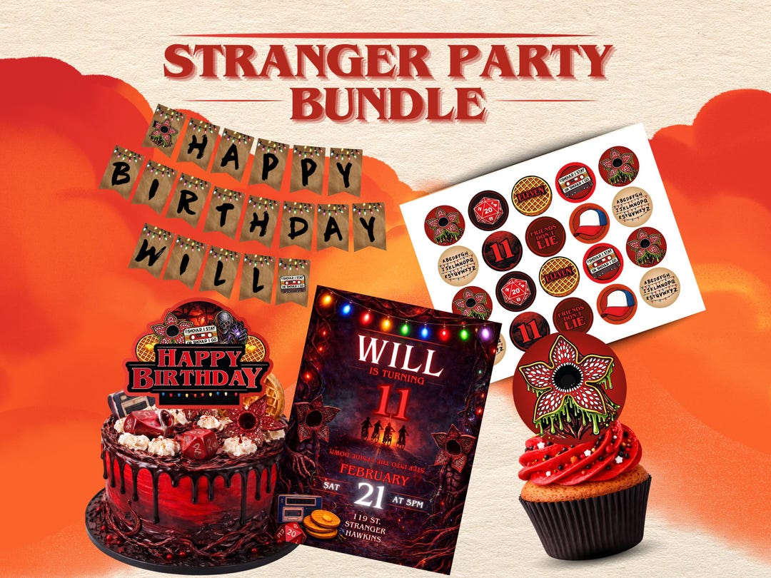 Buy Printable Stranger Party Bundle | Cupcake and Cake Topper ...