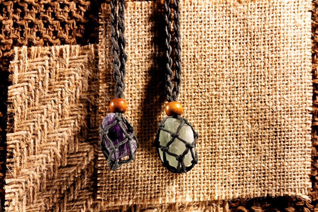 Empty Net Cage Necklace, Crystal Necklace Cord, Crystal Net Necklace ...