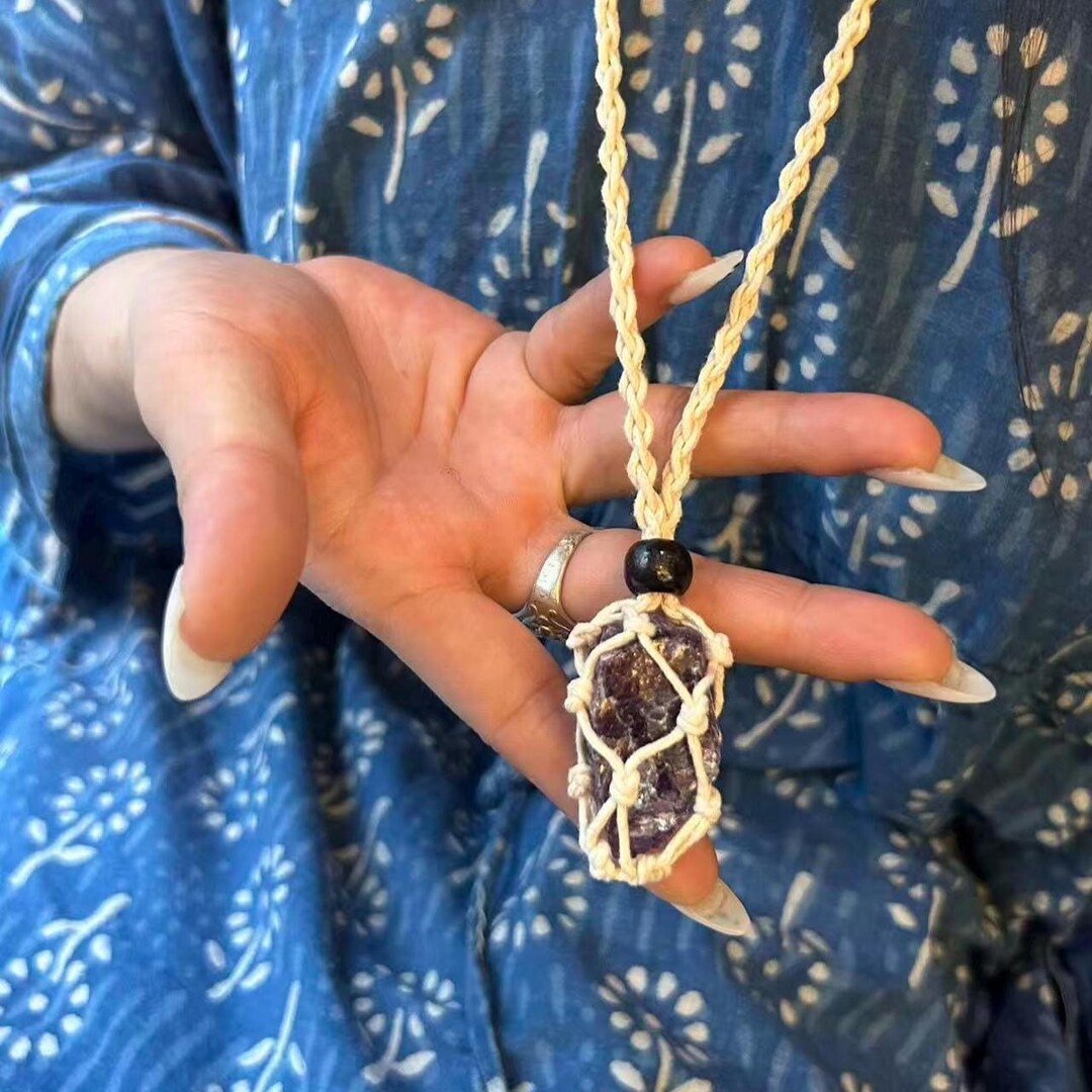 Empty Net Cage Necklace, Crystal Necklace Cord, Crystal Net Necklace ...