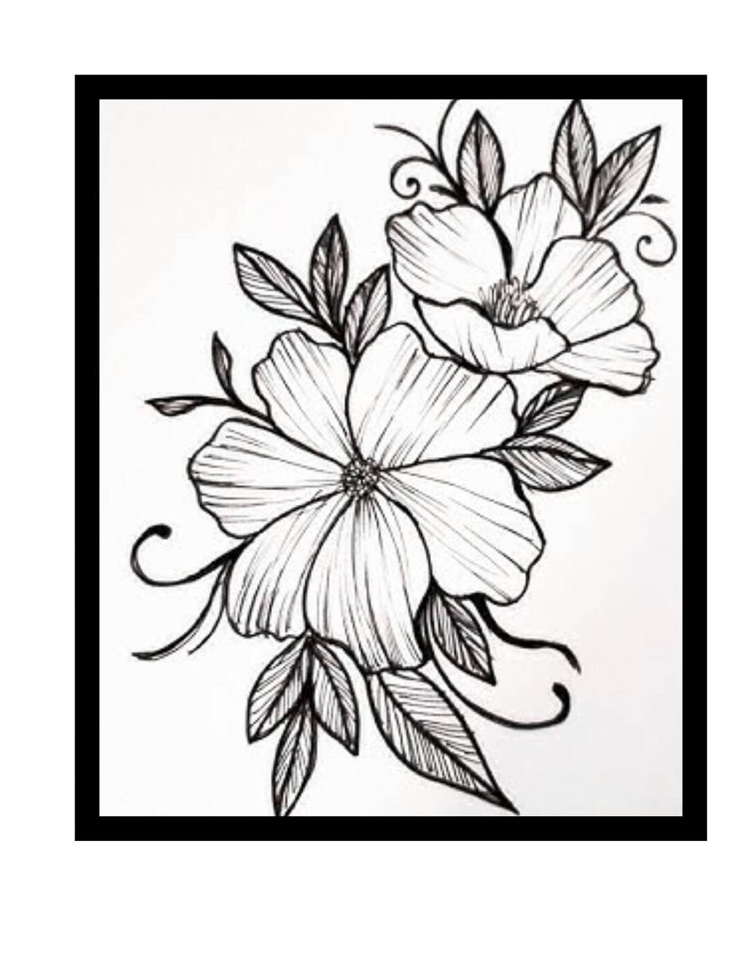 Beautiful Flowers Drawing Colouring or Printing - Etsy