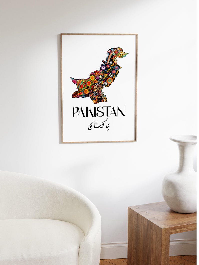 Pakistani Map With Truck Art Pattern, Desi Art, Wall Print - Etsy