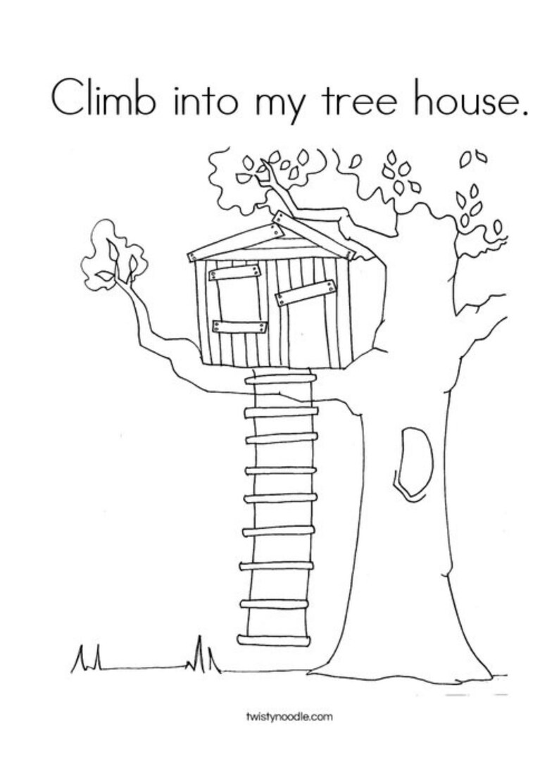 House on a Tree 5 Colouring Pages - Etsy