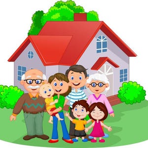 Custom Family Drawing in Front of House - Etsy
