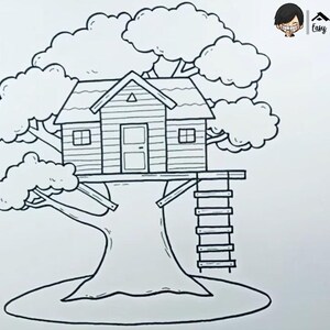 House on a Tree 5 Colouring Pages - Etsy