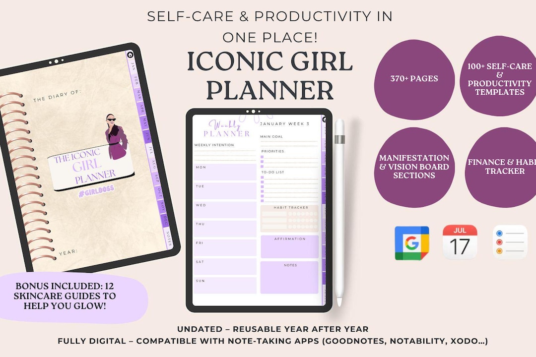 The Iconic Girl Planner - Digital Planner, Goodnotes Planner, Minimal ...