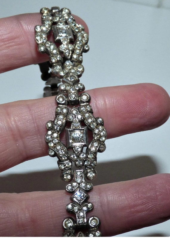 Victorian Paste Set Panel Bracelet / Antique Diamond … - Gem