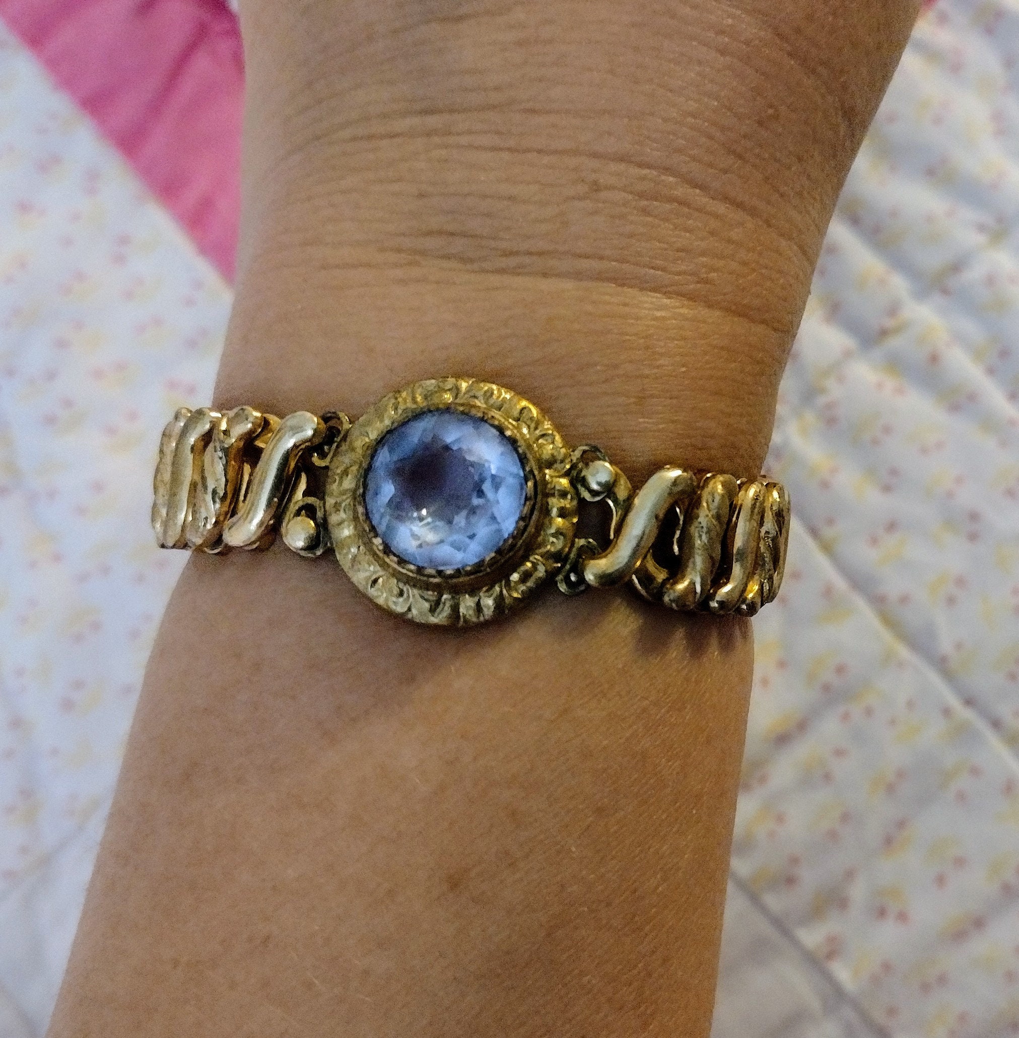 Antique Gold Filled Carmen Glass Sweetheart Expansion Bracelet , Circa ...