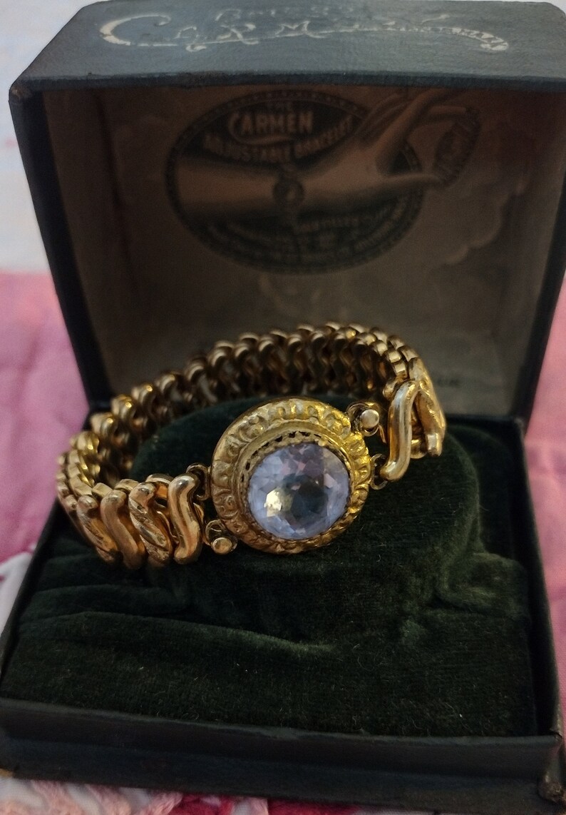 Antique Gold Filled Carmen Glass Sweetheart Expansion Bracelet , Circa ...