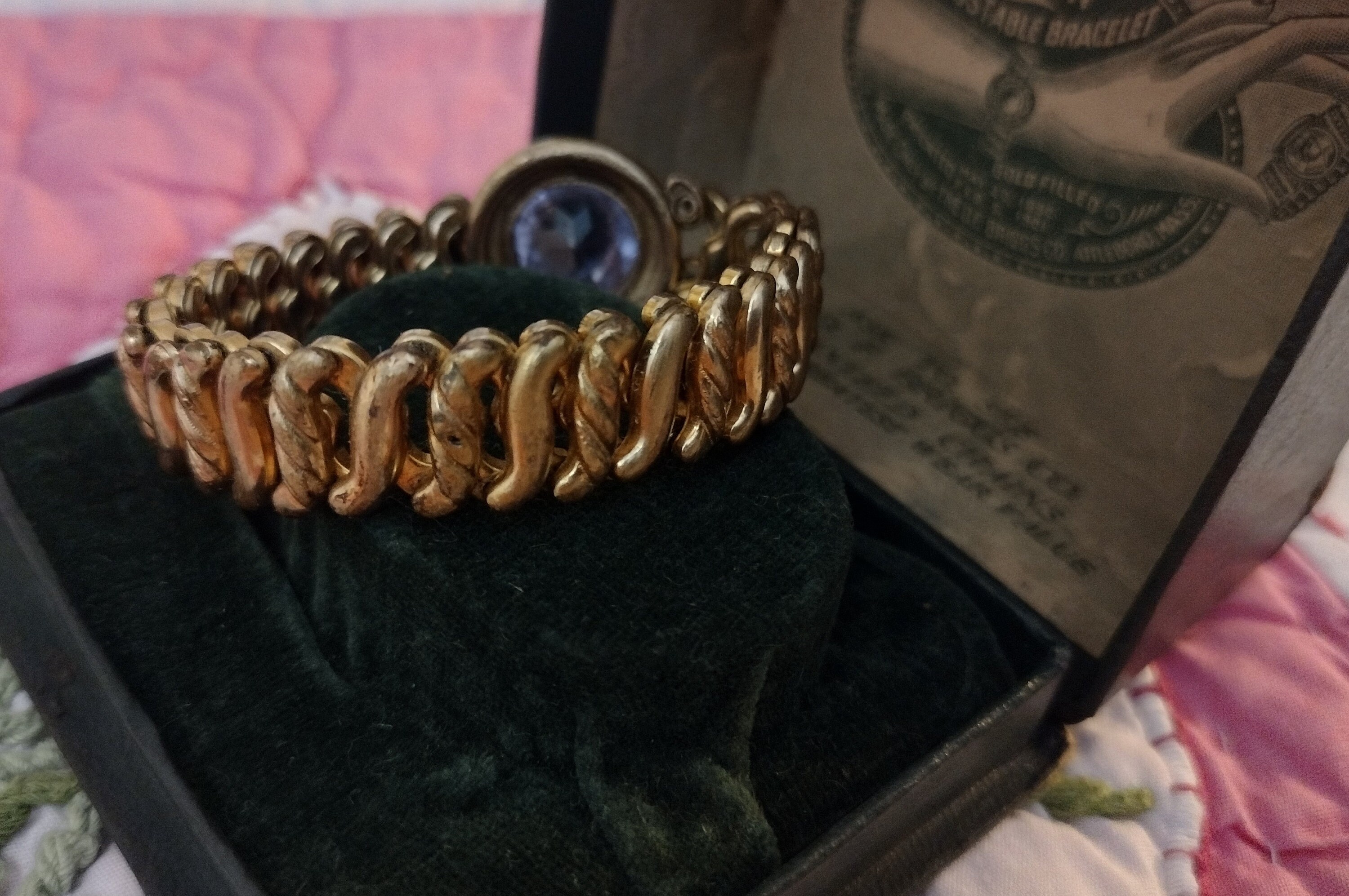 Antique Gold Filled Carmen Glass Sweetheart Expansion Bracelet , Circa ...
