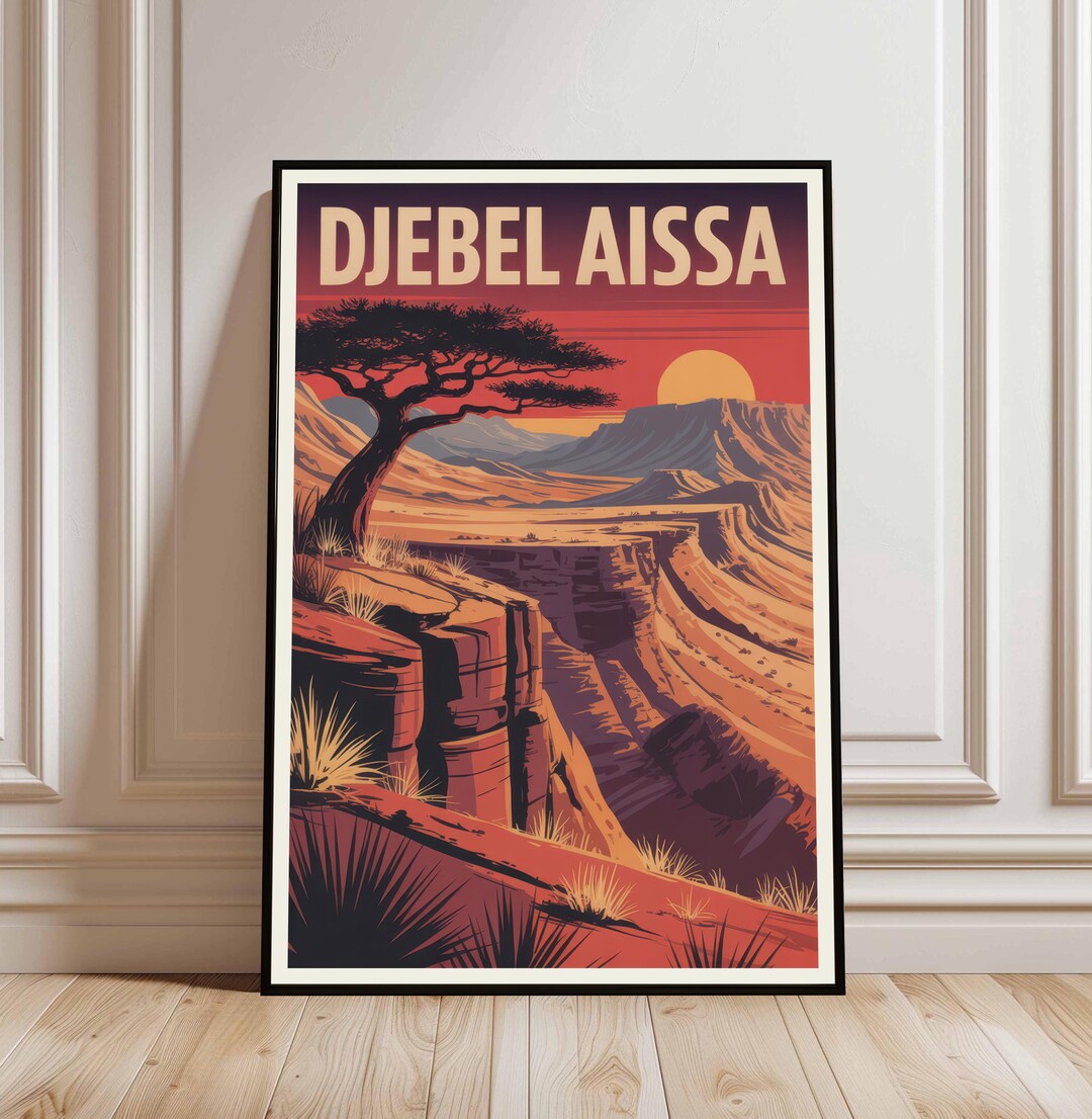 Djebel Aissa National Park Poster, Vintage Sahara Desert Art (digital ...
