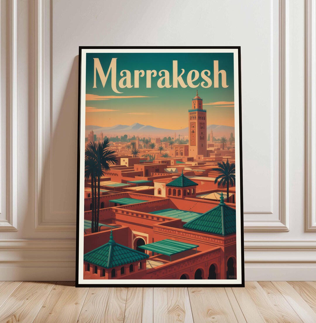 Marrakech Travel Poster – Morocco Wall Art, Majorelle Garden (digital ...