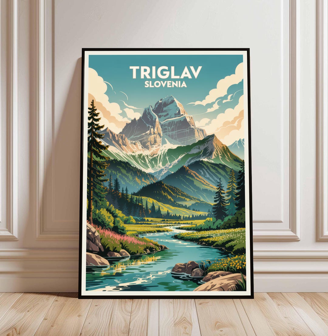 Triglav Travel Poster, Slovenia Wall Art, Triglav National Park Print ...