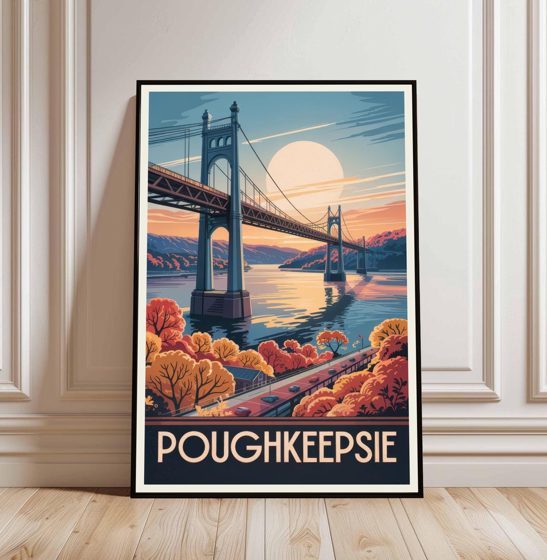 Poughkeepsie Travel Poster, New York Wall Art, Poughkeepsie Coast Print ...