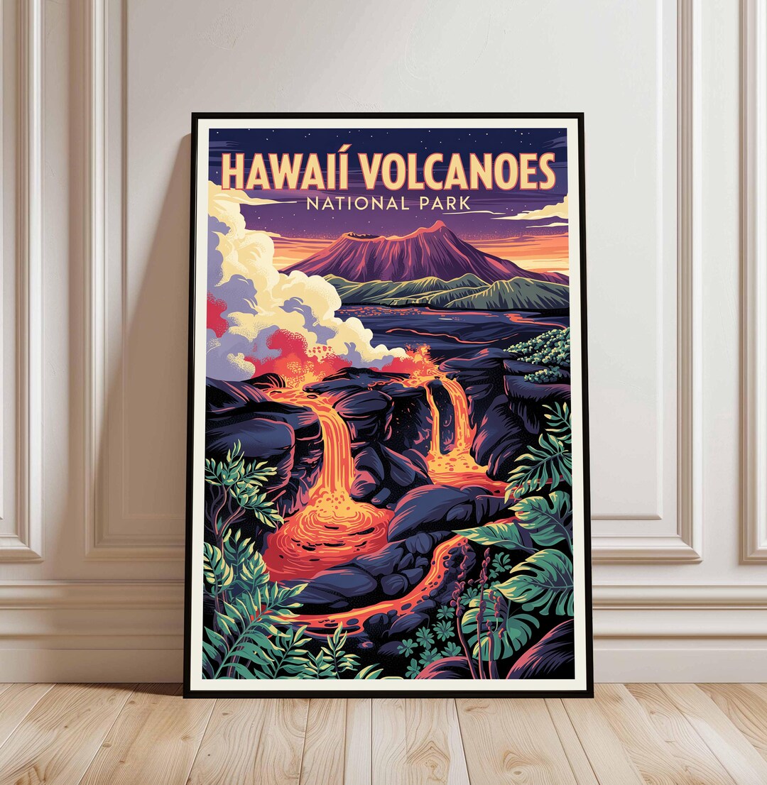Hawaii Volcanoes National Park Poster | Vintage Travel Art - Etsy