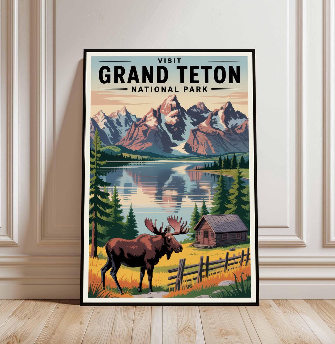 Grand Teton National Park Poster, Wyoming Travel Art (digital Download ...