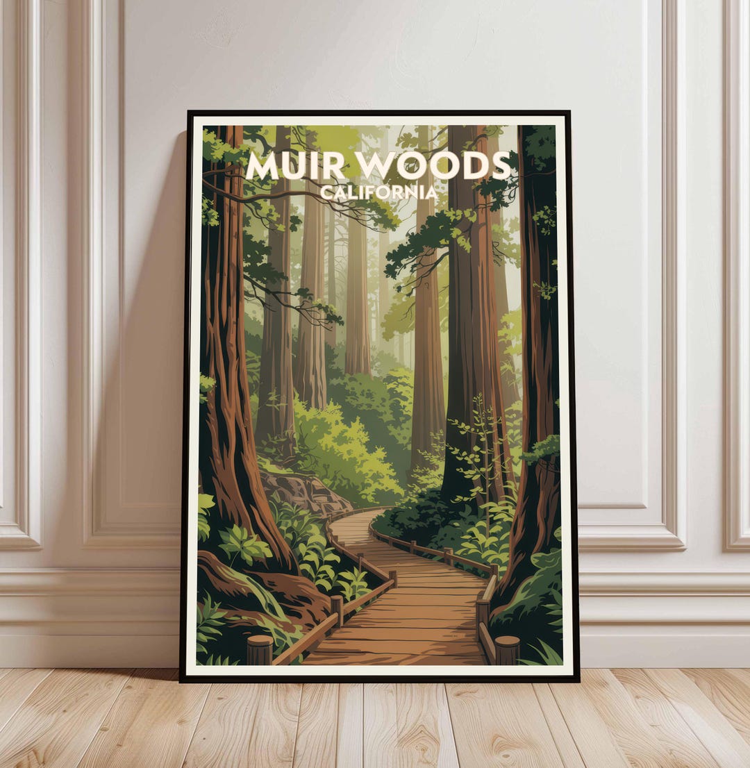 Muir Woods Travel Poster, California Wall Art, Muir Woods National ...
