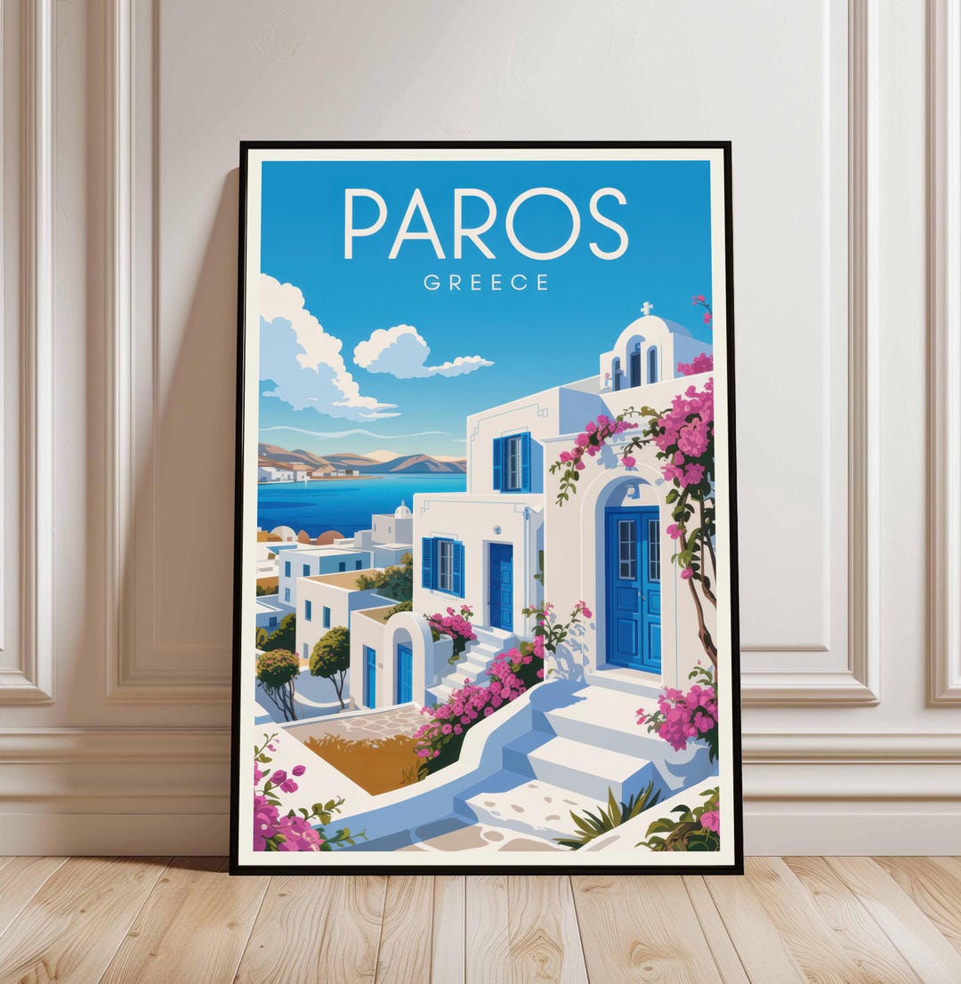 Paros Greece Travel Poster – Greek Islands Art Print (digital Download ...
