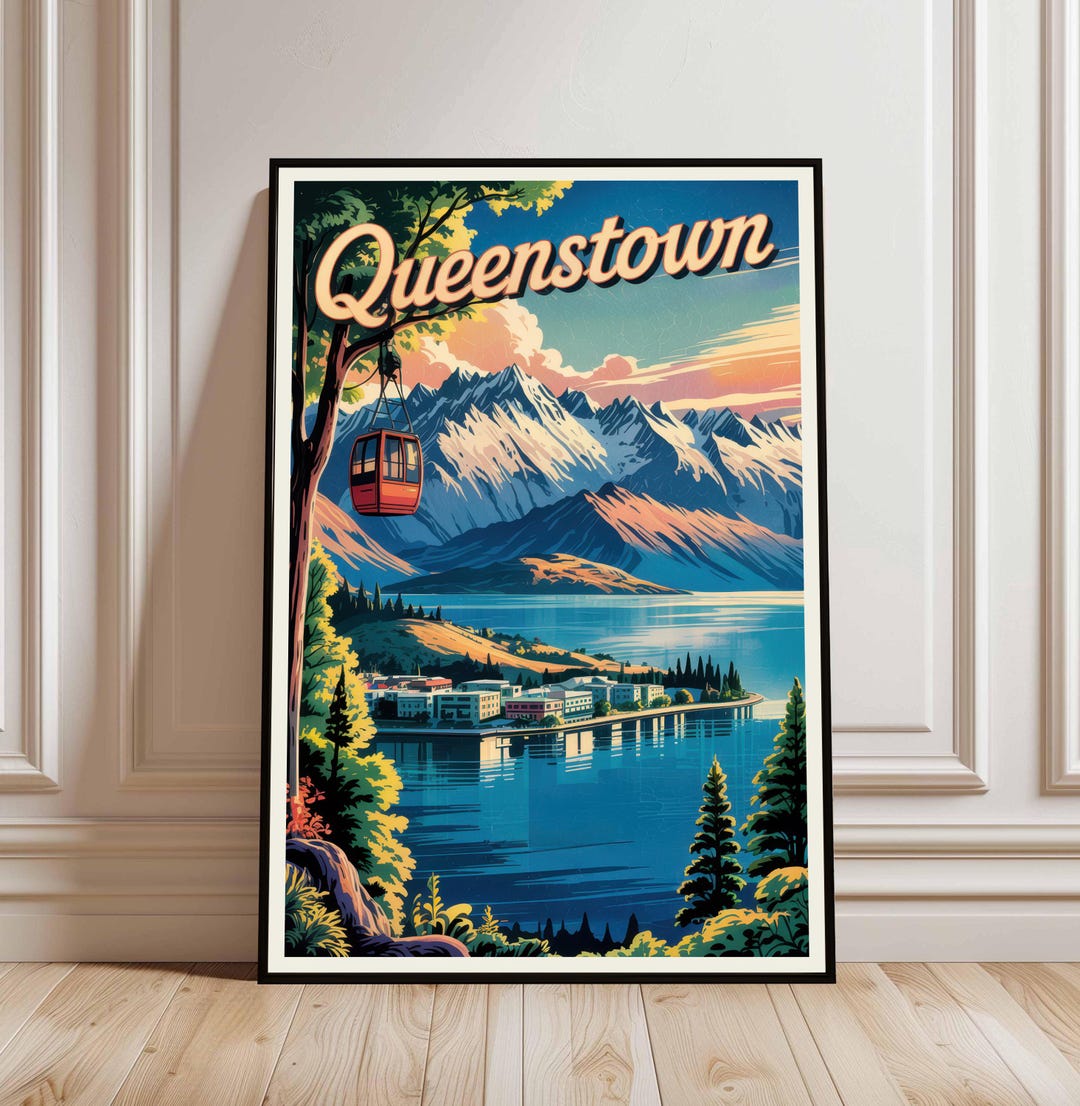 Queenstown Poster - New Zealand Poster - Queenstown - New Zealand Art ...