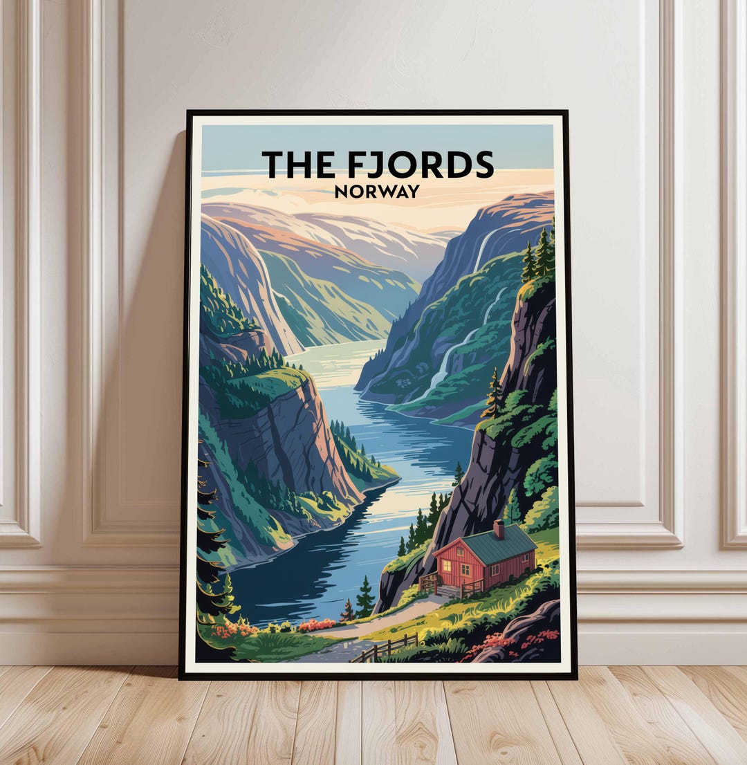 Norway Fjords Travel Poster – Scandinavia Art Print, Wall Art - Etsy
