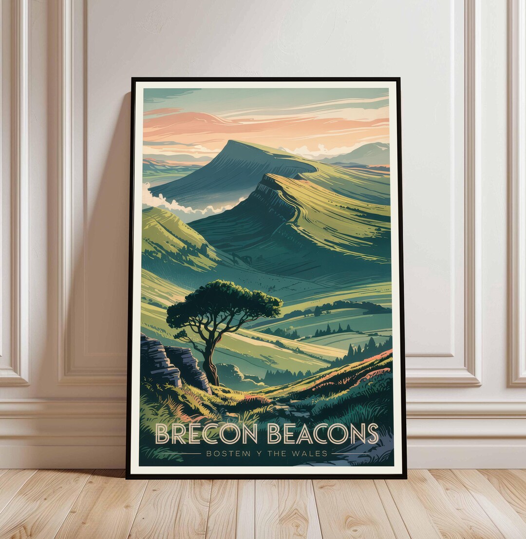 Brecon Beacons Poster, England Travel Print, Brecon Beacons Travel Art ...